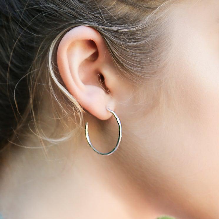 Hammered Hoop Earrings - Sterling Silver – Cameron Kruse