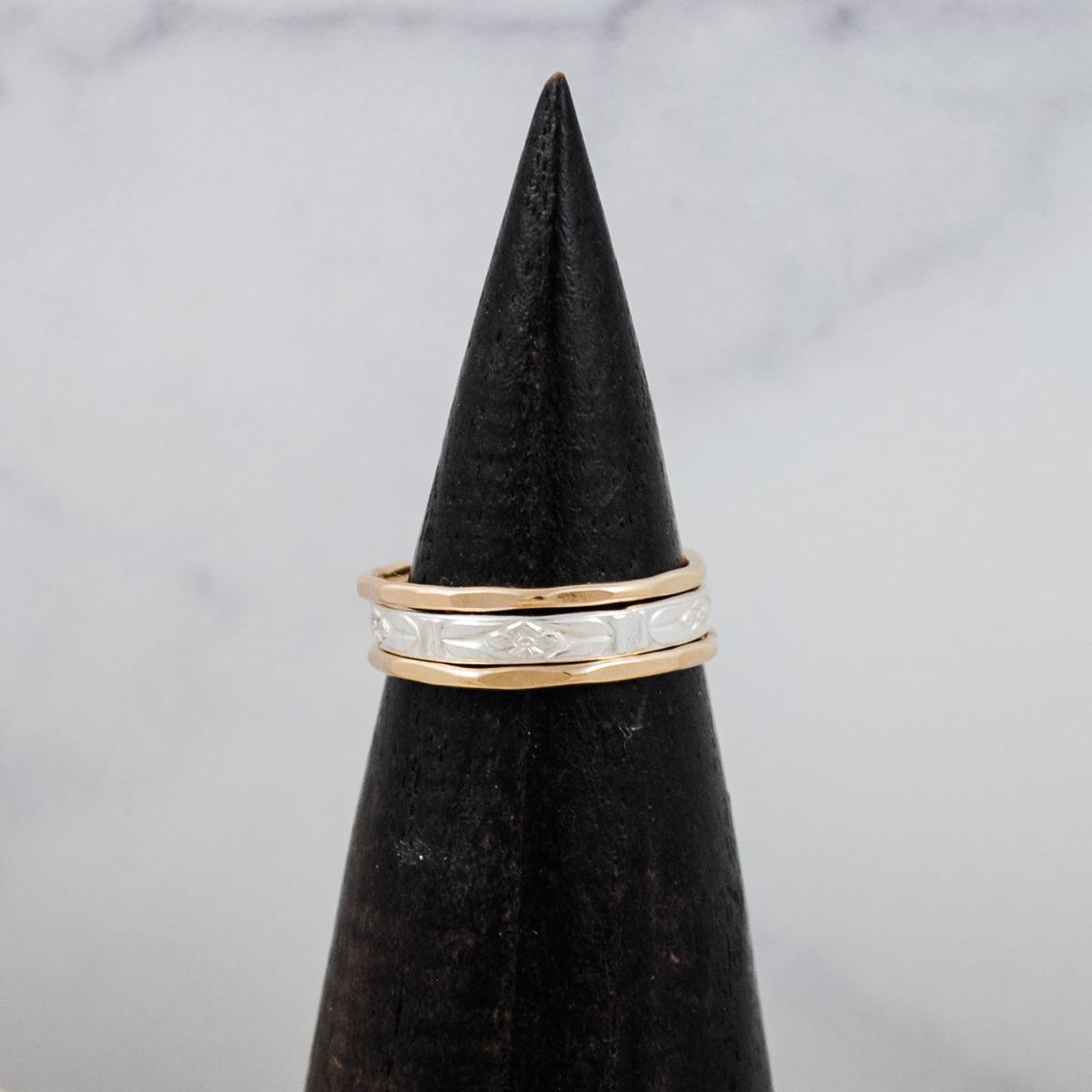 Floral Stacking Rings - mixed metals – Cameron Kruse